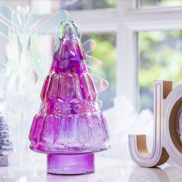 Accents | Nwt Pink Iridescent Glass Christmas Tree 7 Tall | Poshmark